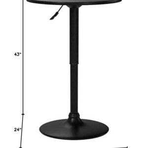 Armen Living Bentley Height Adjustable Swivel Pub Table with Black Wood Finish and Black Base