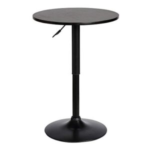 Armen Living Bentley Height Adjustable Swivel Pub Table with Black Wood Finish and Black Base