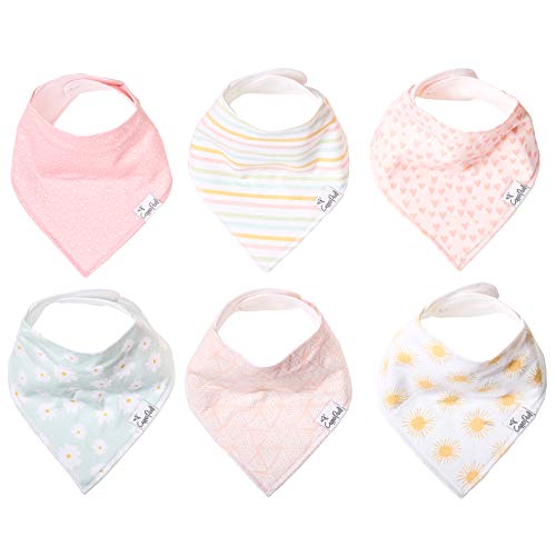 Copper Pearl Baby Bandana Drool Bibs for Drooling and Teething 6 Pack Gift Set For Girls “Sunny Set