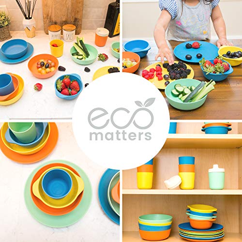 ECO MATTERS【Microwave Safe】Bamboo Toddler Bowls - 4 pc Set - Best Eco Friendly, Non Toxic Bamboo Bowls for Kids - Dishwasher & Microwave Safe - Natural BPA Free Biodegradable Baby Bowl