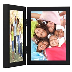 Americanflat Hinged 8x10 Picture Frame in Black - Double Picture Frame with Engineered Wood and Shatter Resistant Glass for Tabletop Display