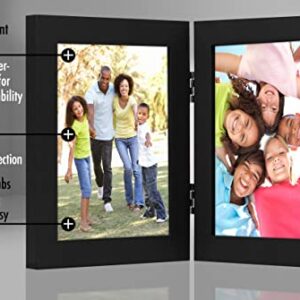 Americanflat Hinged 8x10 Picture Frame in Black - Double Picture Frame with Engineered Wood and Shatter Resistant Glass for Tabletop Display