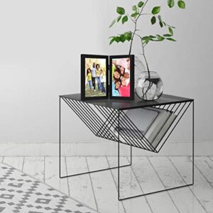 Americanflat Hinged 8x10 Picture Frame in Black - Double Picture Frame with Engineered Wood and Shatter Resistant Glass for Tabletop Display