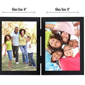 Americanflat Hinged 8x10 Picture Frame in Black - Double Picture Frame with Engineered Wood and Shatter Resistant Glass for Tabletop Display