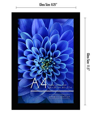 Americanflat A4 Picture Frame in Black - Composite Wood with Shatter Resistant Glass - Horizontal and Vertical Formats for Wall and Tabletop - 8.3 x 11.7 in