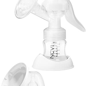 NCVI Manual Breast Pump with Milk Bottle,Portable Breastfeeding Pumps 5oz, BPA Free Soft Food Grade Silicone Powerful Suction