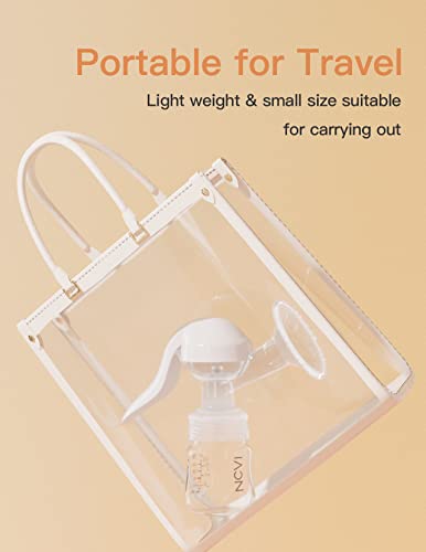 NCVI Manual Breast Pump with Milk Bottle,Portable Breastfeeding Pumps 5oz, BPA Free Soft Food Grade Silicone Powerful Suction