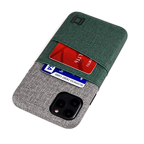 Dockem iPhone 11 Pro Max Wallet Case: Built-in Metal Plate for Magnetic Mounting & 2 Card Slots (6.5" Luxe M2 Synthetic Leather, Green & Grey)