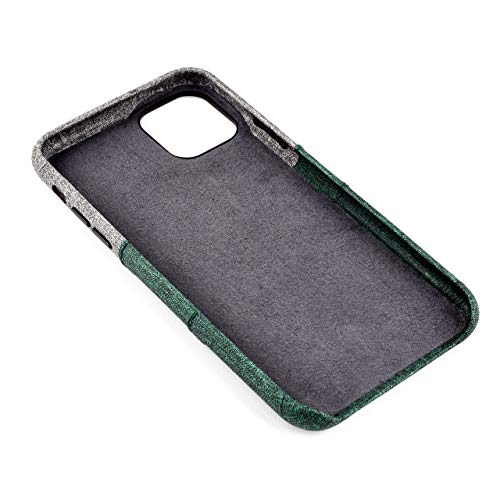 Dockem iPhone 11 Pro Max Wallet Case: Built-in Metal Plate for Magnetic Mounting & 2 Card Slots (6.5" Luxe M2 Synthetic Leather, Green & Grey)