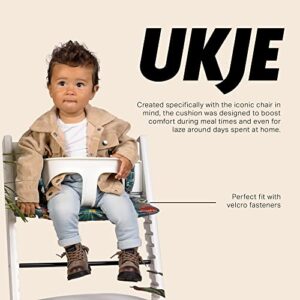 UKJE Cushion Compatible with Stokke Tripp Trapp - Soft Seat Cushion for Infants, Babies & Toddlers, High Chair Accessories, Cotton Fabric Insert, Easy to Install, Handmade in Europe (Green Monkey)