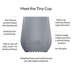 ez pz Tiny Cup (Gray) - 100% Silicone Training Cup for Infants - Designed by a Pediatric Feeding Specialist - 4 months+ - Baby-led Weaning Gear & Baby Gift