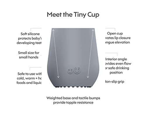 ez pz Tiny Cup (Gray) - 100% Silicone Training Cup for Infants - Designed by a Pediatric Feeding Specialist - 4 months+ - Baby-led Weaning Gear & Baby Gift