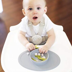 ezpz Tiny Bowl - 100% Silicone Suction Bowl with Built-in Placemat for First Foods + Baby Led Weaning - Fits on All Highchair Trays - 6 Months+ (Gray)