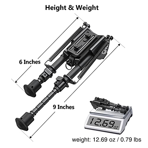 CVLIFE 6-9 Inches Carbon Fiber Bipod with Adapter for M-Rail