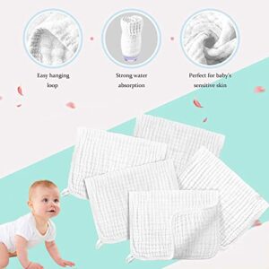 BELIZ Muslin Burp Cloths for Baby - 100% Organic Cotton Baby Washcloths - Cloth Diapers - 6 Layers Large 20" X 10" Extra Absorbent Soft Unisex - Boy and Girl (White 5 Pack)