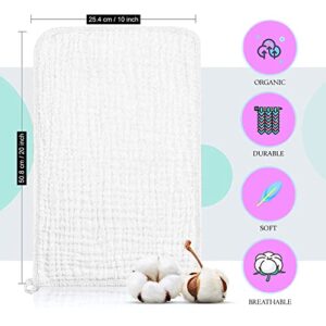 BELIZ Muslin Burp Cloths for Baby - 100% Organic Cotton Baby Washcloths - Cloth Diapers - 6 Layers Large 20" X 10" Extra Absorbent Soft Unisex - Boy and Girl (White 5 Pack)