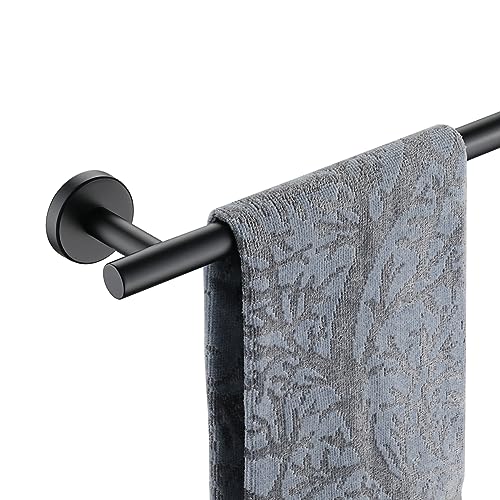 JQK Black Towel Bar, 24 Inch 304 Stainless Steel Thicken 0.8mm Towel Rack Bathroom, Towel Holder Matte Black Wall Mount, Total Length 27 Inch, TB110L24-PB