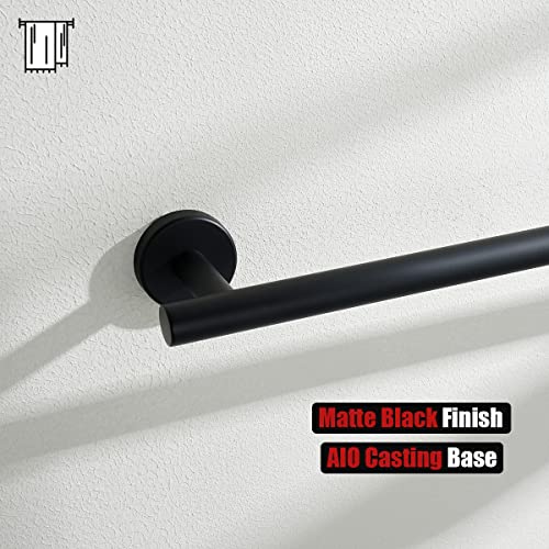 JQK Black Towel Bar, 24 Inch 304 Stainless Steel Thicken 0.8mm Towel Rack Bathroom, Towel Holder Matte Black Wall Mount, Total Length 27 Inch, TB110L24-PB