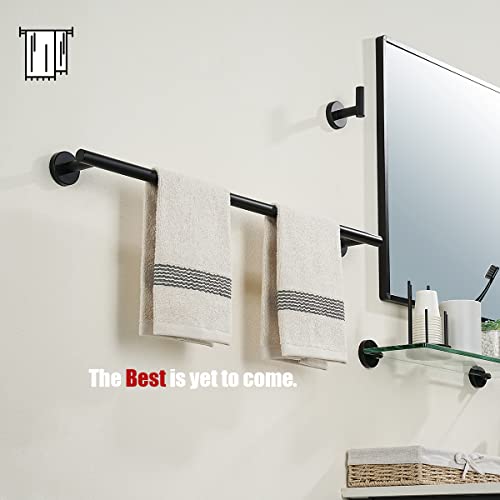 JQK Black Towel Bar, 24 Inch 304 Stainless Steel Thicken 0.8mm Towel Rack Bathroom, Towel Holder Matte Black Wall Mount, Total Length 27 Inch, TB110L24-PB