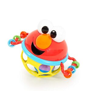 bright starts sesame street jingle & shake elmo bpa-free easy grasp baby rattle, ages 3-12 months