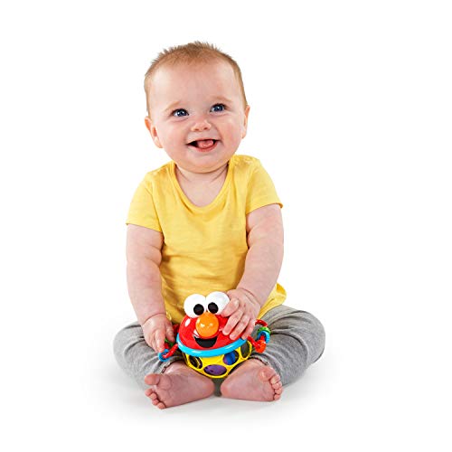 Bright Starts Sesame Street Jingle & Shake Elmo BPA-free Easy Grasp Baby Rattle, Ages 3-12 Months