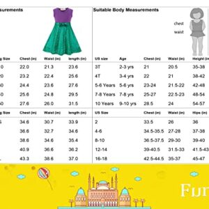 Funna Mermaid Costume for Girls Mommy and Me Princess Dress with Ears Headband, 7-8 Years Purple