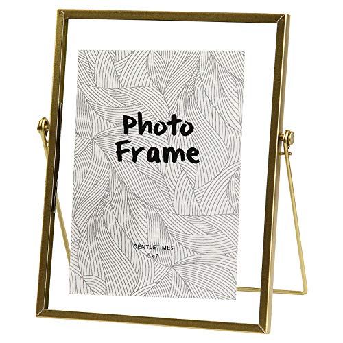 Miaowater 5x7 Picture Frames,Gold Photo Frame Decor with Plexiglas Cover High Definition Glass Desk Pictures Display