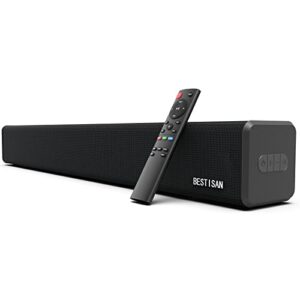 100watt 32 inch soundbar, bestisan 2.1 channel bluetooth 5.0 sound bar with built-in dual subwoofer tv speakers (2022 update, 3 audio modes, hdmi function)