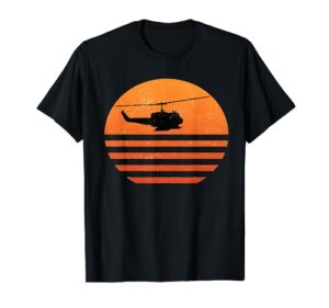 distressed huey helicopter uh-1 vietnam war veteran t-shirt