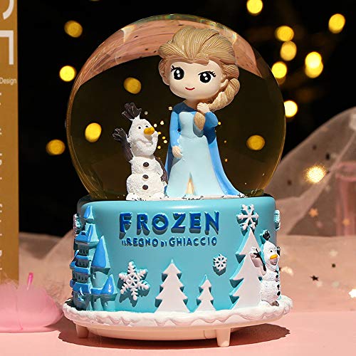 Snow Globe with Music for Kids , VECU 3.5 Inch Little Girl Llluminated Automatic Snow Home Decor for Girls Kids Gift, Musical, Resin/Glass (Style B)