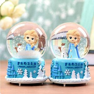 Snow Globe with Music for Kids , VECU 3.5 Inch Little Girl Llluminated Automatic Snow Home Decor for Girls Kids Gift, Musical, Resin/Glass (Style B)