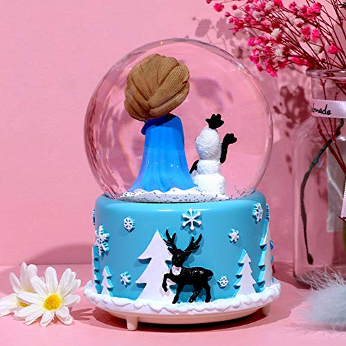 Snow Globe with Music for Kids , VECU 3.5 Inch Little Girl Llluminated Automatic Snow Home Decor for Girls Kids Gift, Musical, Resin/Glass (Style B)