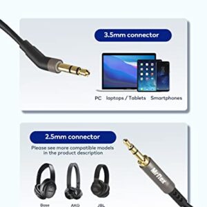 Mr Rex 3.5mm to 2.5mm Aux Cable Cord for Bose 700 QuietComfort QC45 QC35II QC35 QC25 Noise Cancelling Headphones, JBL E45BT E55BT E65BTNC Bluetooth Earphone, Audio Replacement Wire (1-Pack, 5FT)