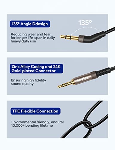 Mr Rex 3.5mm to 2.5mm Aux Cable Cord for Bose 700 QuietComfort QC45 QC35II QC35 QC25 Noise Cancelling Headphones, JBL E45BT E55BT E65BTNC Bluetooth Earphone, Audio Replacement Wire (1-Pack, 5FT)