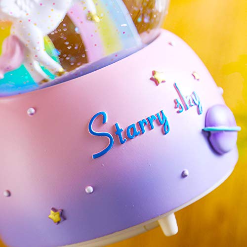 VECU Unicorn Snow Globe for Kids, 80 MM Snow Globe With Musics, Perfect Unicorn Music Box for Granddaughters Babies Birthday