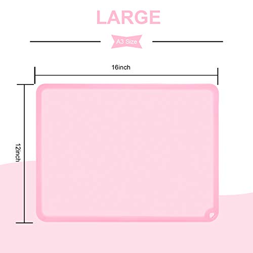 Silicone Kids Placemat, Non-Slip Reusable Placemats for Kids, Baby Dining Food Mat for Children Baby Toddler, Baby Pink