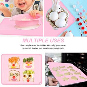 Silicone Kids Placemat, Non-Slip Reusable Placemats for Kids, Baby Dining Food Mat for Children Baby Toddler, Baby Pink