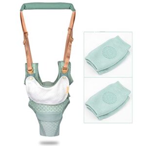 orangehome baby walker toddler walking harness helper and 2 knee pads adjustable standing up and walking learning helper for toddler 7-24 month-green