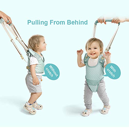 ORANGEHOME Baby Walker Toddler Walking Harness Helper and 2 Knee Pads Adjustable Standing Up and Walking Learning Helper for Toddler 7-24 Month-Green