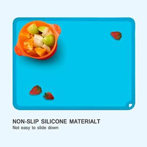 Kids Placemats, Silicone Baby Placemats for Kids Toddler Children Reusable Non-Slip Table Mats, Baby Food Mats for Restaurant, 2 Pack, Purple/Blue