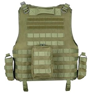 MGFLASHFORCE Tactical Airsoft Vest Adjustable Modular Paintball Vest (Green)