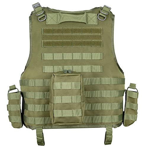 MGFLASHFORCE Tactical Airsoft Vest Adjustable Modular Paintball Vest (Green)