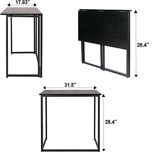 Leopard Outdoor Products Folding Computer Desk for Small Spaces, Space-Saving Home Office Desk, Foldable Computer Table, Laptop Table, Writing Desk, Compact Study Reading Table (Black)