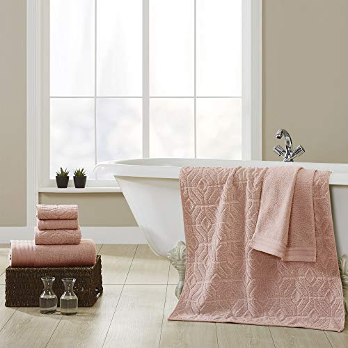 Amrapur Overseas 6-Piece Yarn Dyed Diamond Gate Jacquard Towel Set Rose