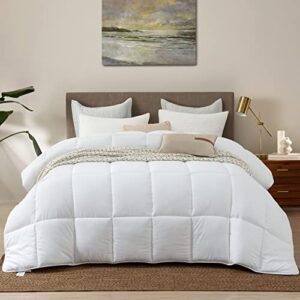 down alternative comforter all season duvet insert(white, queen)-ultra soft double brushed microfiber quilt cover, classic box stitched with corner tabs