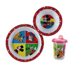 mickey mouse 3pc pp dinner set in open box (plate, bowl and cup)