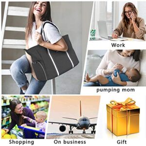 Yarwo Breast Pump Bag with Laptop Sleeve, Portable Travel Tote Bag for Most Major Breast Pump and Cooler Bag, Great for Working Nursing Moms, Black