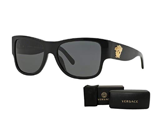 Versace VE4275 GB1/87 58M Black/Grey Square Sunglasses For Men For Women + BUNDLE with Designer iWear Eyewear Kit