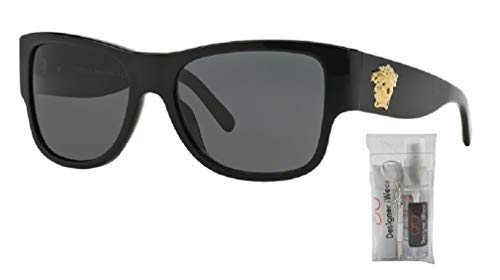 Versace VE4275 GB1/87 58M Black/Grey Square Sunglasses For Men For Women + BUNDLE with Designer iWear Eyewear Kit