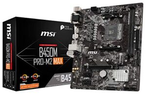 msi proseries amd ryzen 1st and 2nd gen am4 m.2 usb 3 ddr4 d-sub dvi hdmi micro-atx motherboard (b450m pro-m2 max) (b450mpm2max)